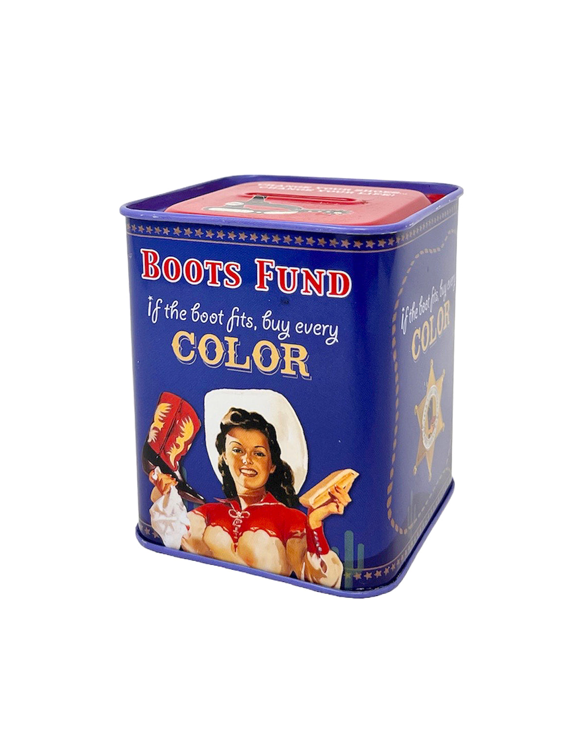 Vintage Cowgirl "Boots Fund" Coin Bank - Kiki Wonder